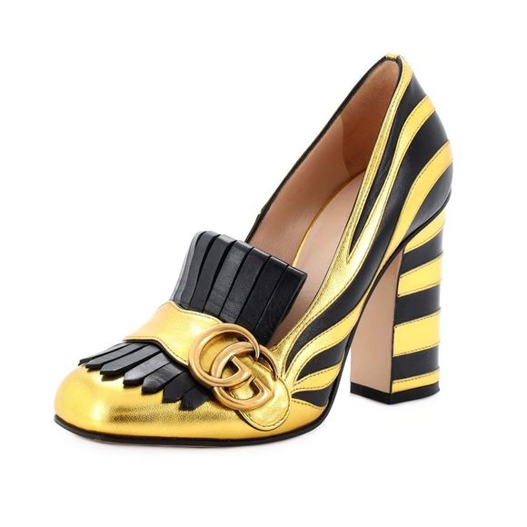 Gucci | Shoes | Gucci Womens Gg Marmont Zebra Fringed Pump Leather ...